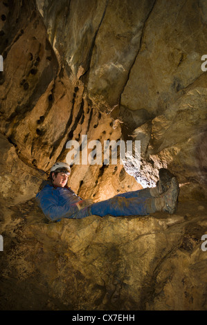 Caving In The Rocky Mountains; Canmore, Alberta, Canada Stock Photo - Alamy