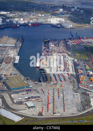 An aerial view of Teesport, Middlesborough, Teeside, North East England ...