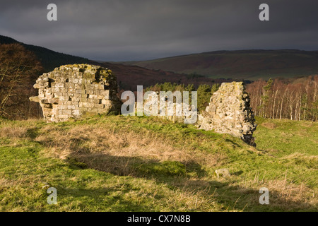 The ruins of the medieval Harbottle Castle in Northumberland National ...