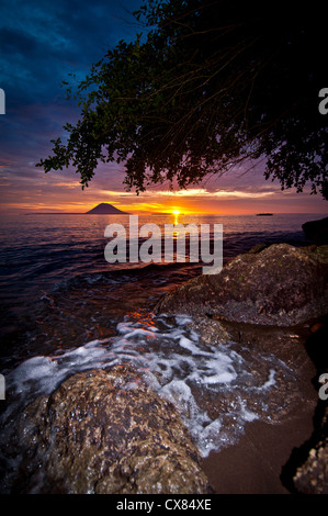 The volcano Manado Tua in the Bunaken national park, Sulawesi ...