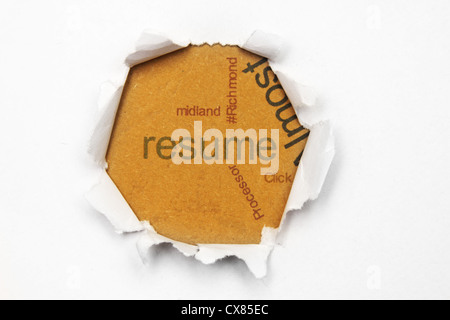 Resume paper hole grunge concept Stock Photo - Alamy