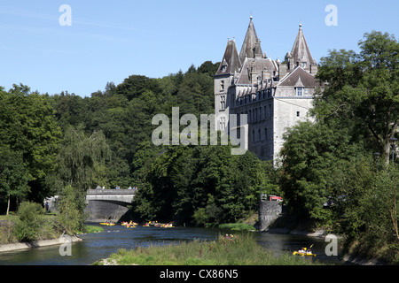 kayaking in Durbuy village ,Belgium,Castle Stock Photo - Alamy