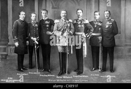 Kaiser Wilhelm II with his six sons, parading to the New Years Address ...