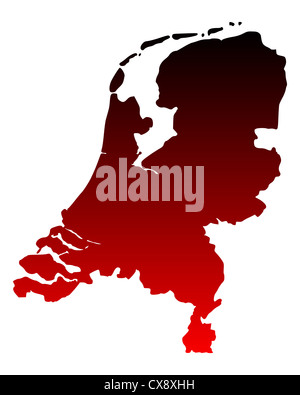 Map of Netherlands in red on grey political globe with transparent ...