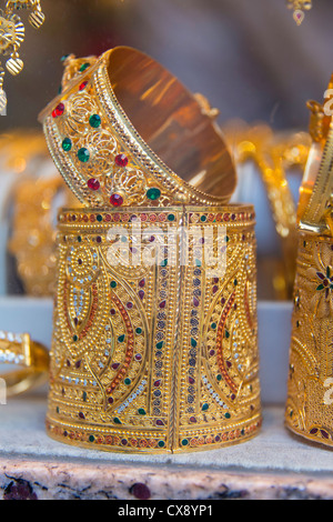 Gold bangles for sale in Dubai Gold Souk at Dubai, United Arab Emirates ...