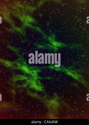 Green nebula in deep space ultra widescreen template, computer ...