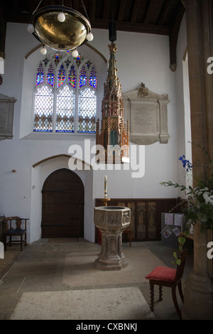 The ornate baptismal font at the church of St Giles Cheadle Staffs ...