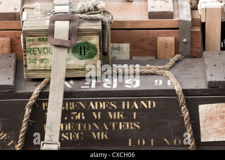 World War II vintage Ammunition boxes Stock Photo - Alamy