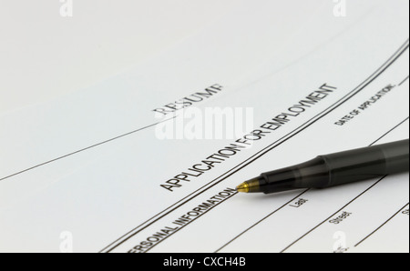 Blank employment application with resume, pen and coffee on desk Stock ...