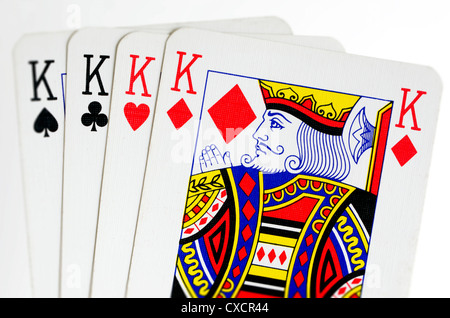 Four Kings Vintage Playing Cards - isolated on white Stock Photo - Alamy