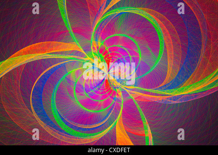 Computer generated red ribbon vortex fractal flame background modern ...