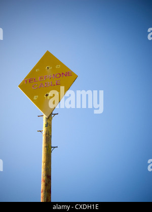Telephone Cable Sign, near the Porthcurno Telegraph Museum, Near Lands ...