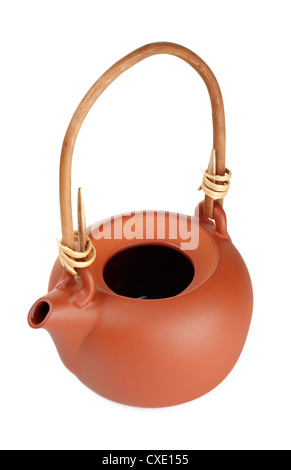 Brown clay kettle isolated Stock Photo - Alamy