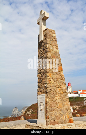 The obelisk with a large white cross. Cabo da Roca - the extreme ...