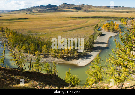 beautiful landscape in the Orkhon River Valley of Central Mongolia ...