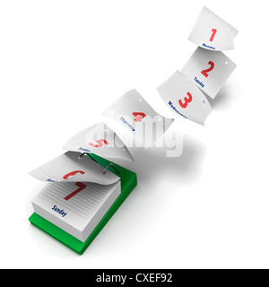 Desktop calendar showing how years fly by on white background Stock ...