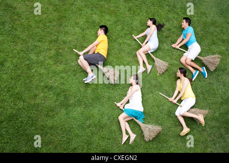 Creative young Chinese imitating flying Stock Photo - Alamy