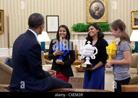President Barack Obama congratulates Google Science Fair winners, from ...