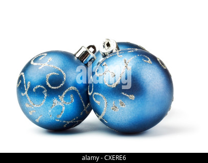 three blue decoration balls Stock Photo - Alamy