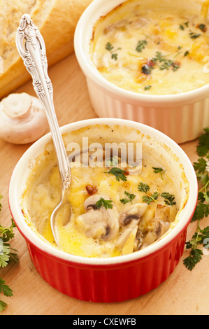 Baked mushrooms champignon with cheese Stock Photo - Alamy