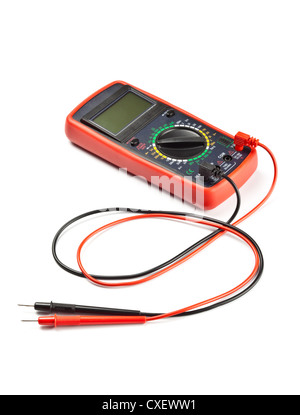 A digital voltmeter and a digital ammeter measuring voltage across and ...