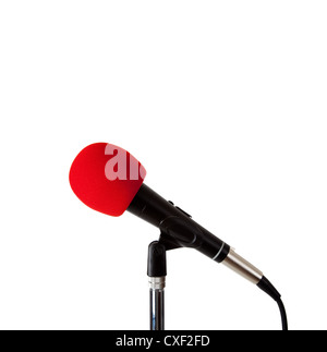 Red and Black Talk Radio Microphone Isolated on White Background Stock ...