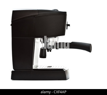 Side view of an automatic espresso machine showing the transparent ...