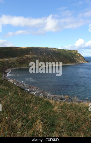 Elevated view of Gardenstown and Gamrie bay Scotland September 2012 ...