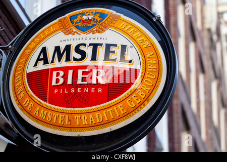 Amsterdam: Amstel beer sign at restaurant - Amsterdam, Netherlands ...