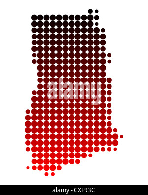 Map of Ghana in red on political globe with transparent oceans. 3D ...