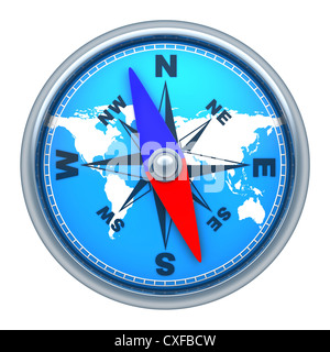 Mini compass (done in 3d, white background Stock Photo - Alamy
