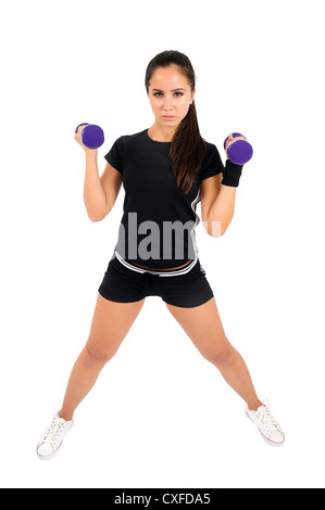 Isolated brown hair fitness woman Stock Photo - Alamy