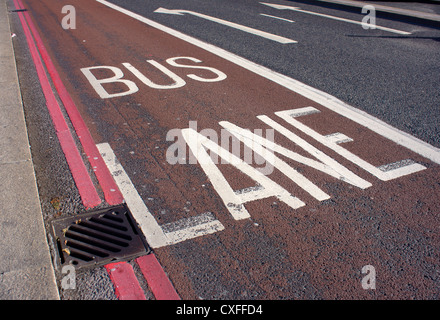 road traffic sign indicating a bus lane also used by taxis and Stock ...