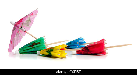 green decorative paper cocktail umbrella isolated on white background ...