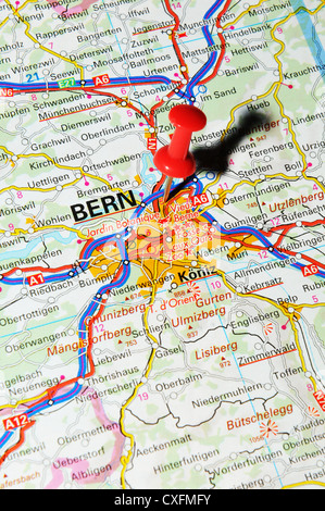 map of Bern, Swiss and red pin Stock Photo - Alamy