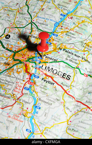 Limoges (France) on map Stock Photo - Alamy