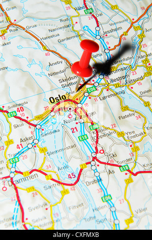 Oslo, Norway pinned on map Stock Photo - Alamy