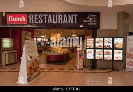 Flunch sign. Flunch is a French self-service restaurant chain. It is ...