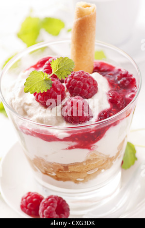 raspberry quark dessert Stock Photo - Alamy