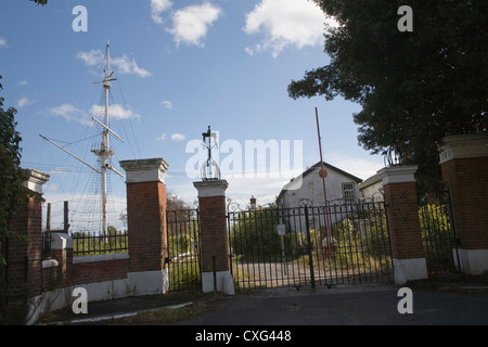 Derelict entrance to HMS Ganges Shotley Gate, Suffolk, England Stock ...