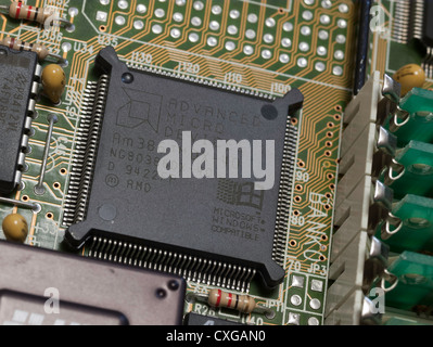 Detail from an AMD 386 computer motherboard Stock Photo - Alamy