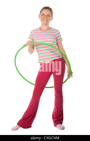 beauty woman with hula hoop isolated on white background Stock Photo ...