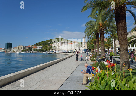 Seafront promenade on The Riva Waterfront, Split, Split-Dalmatia County ...