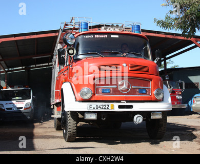 1960s fire engine in fire station vintage fire engine Stock Photo - Alamy