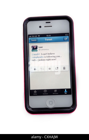 A mobile phone screen showing the tweets following the explosions that ...