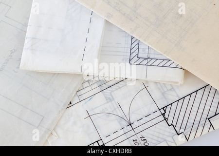 Architectural plans of the old paper tracing paper and file with the ...