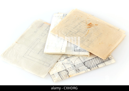 Architectural plans of the old paper tracing paper measuring tools and ...