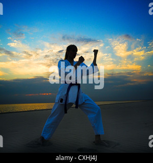 karate on sunset beach Stock Photo - Alamy