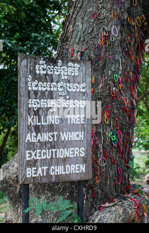 Killing tree at the Choeung Ek Genocide Memorial near Phnom Penh ...