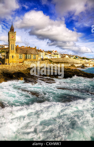 Porthleven Church Clock Tower, Cornwall, South West,Uk Stock Photo - Alamy